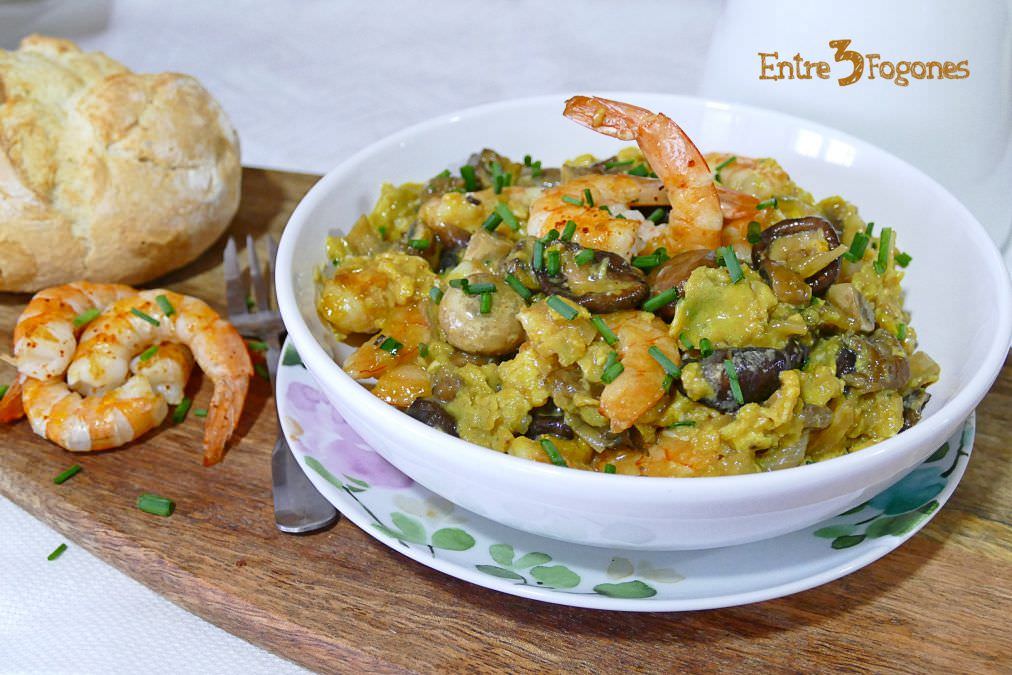 Revuelto de Setas y Langostinos