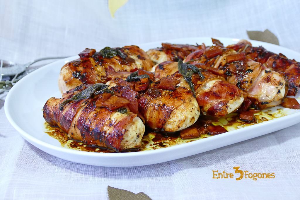 Rollitos de Pollo y Bacon en Salsa